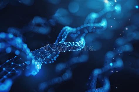 a dynamic digital representation showcases intertwining blue strands