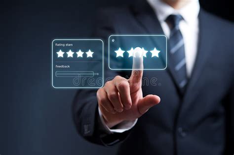 Businessman Interacting With Five Star Customer Rating System Stock Illustration Illustration