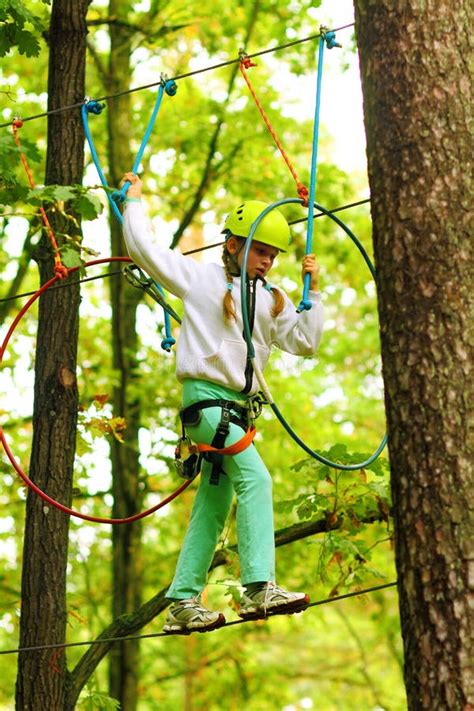 Climber Girl Engaged In Training Between Trees Stock Photo Image Of Activity Natural 222666894