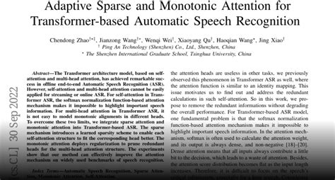 Paper Page Adaptive Sparse And Monotonic Attention For Transformer Based Automatic Speech