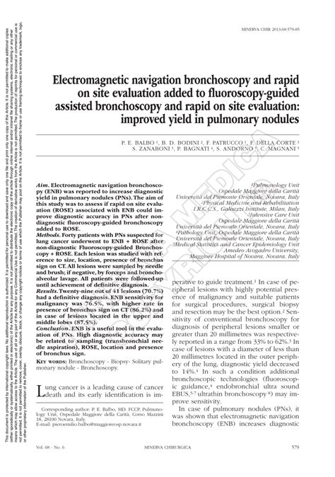 Pdf Electromagnetic Navigation Bronchoscopy And Rapid On Site Evaluation Added To Fluoroscopy
