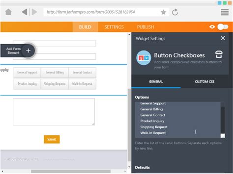 Button Checkboxes Form Widgets Jotform