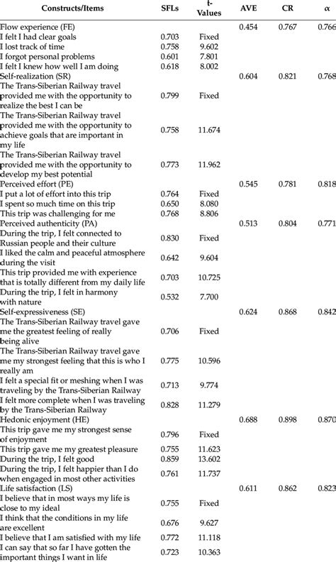 Confirmatory Factor Analysis Results Of The Full Measurement Model