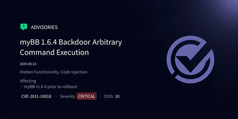 Mybb 164 Backdoor Arbitrary Command Execution Advisories Vulncheck
