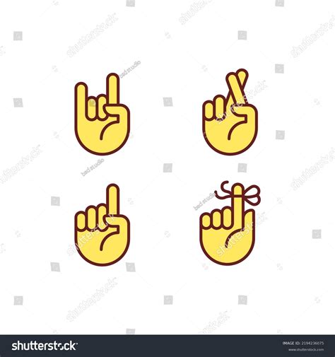 Informative Hand Gestures Pixel Perfect Rgb Stock Vector Royalty Free