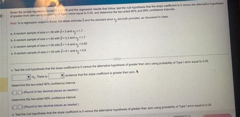 solved glwen the simple regression model y α βx and the