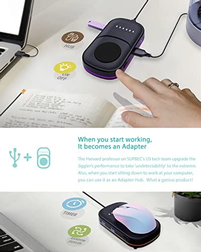 Supbec Undetectable Mouse Mover Jiggler With Usb Hub Keeps Pc Active