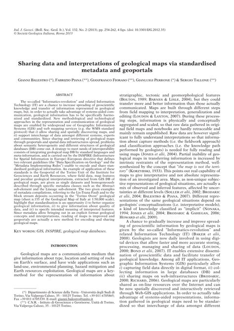 PDF Sharing Data And Interpretations Of Geological Maps Via Standardised Metadata And Geoportals
