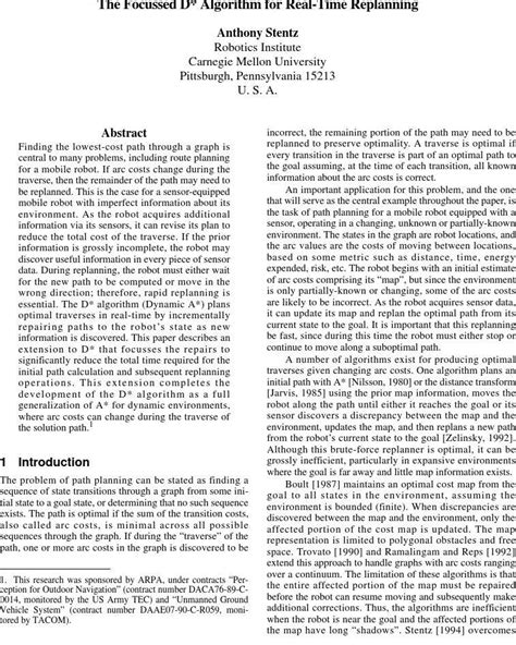 the focussed d algorithm for real time replanning word文档在线阅读与下载 无忧文档