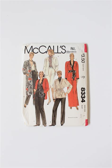 1980s Kimono With Pantsskirt Mccalls 8334 Sewing Pattern Uncut Size