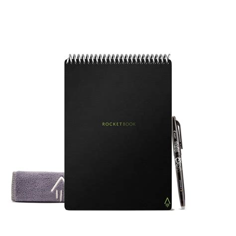 Rocketbook Smart Reusable Notebook Flip Letter Size Spiral Notebook Infinity Black 8 5 X 11