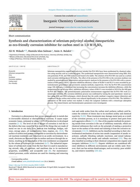 Pdf Synthesis And Characterization Of Selenium Polyvinyl Alcohol