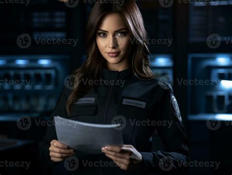 Policewoman is carefully examining the crime scene for potential evidence AI Generative 29668986 ...