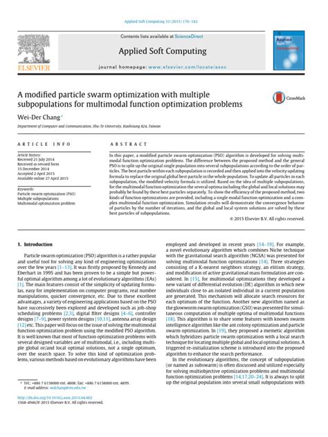 2015 Elsevier A Modified Particle Swarm Optimization With Multiple