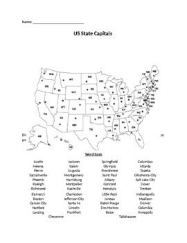 Us State Map Place Words