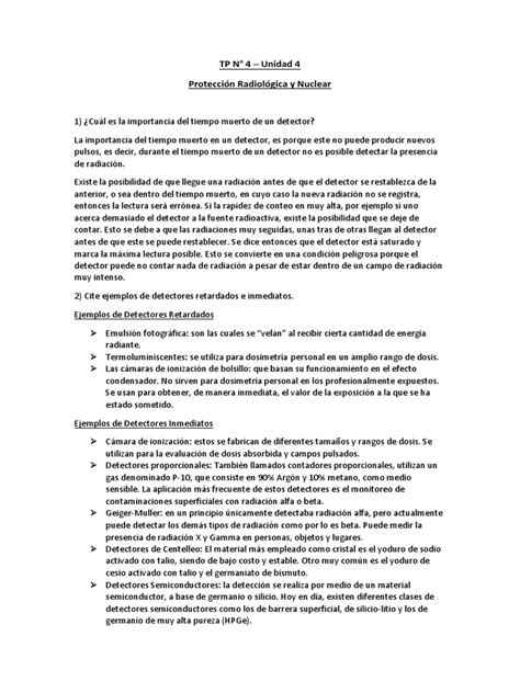 Tp 4 Proteccion Radiologica Pdf Dosimetría Radiación