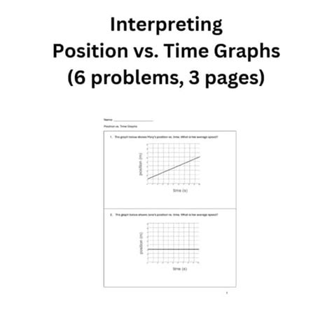 interpreting position vs time graphs speed velocity worksheet with
