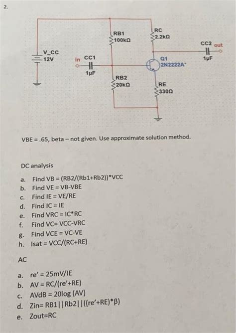 Solved 2 DC Analysis E V CC 12V F A B C Find IE Chegg Com
