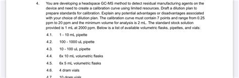 solved you are developing a headspace gc ms method to detect