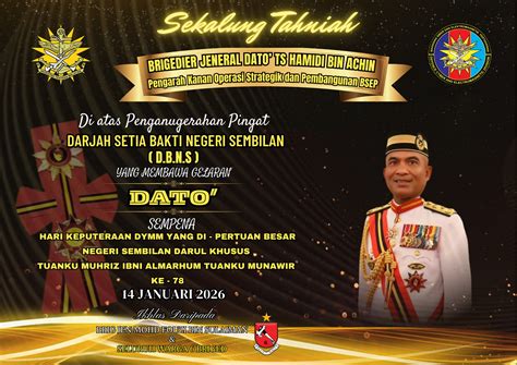 Markas Sekalung Tahniah Diucapkan Kepada Pengarah Kanan Operasi Strategik Dan Pembangunan Bsep