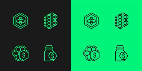 꿀 벌집 꿀벌 벌과 허니콤 아이콘의 항아리에 라인 세일을 설정합니다 벡터 가격에 대한 스톡 벡터 아트 및 기타 이미지 가격 개념 검은색 Istock