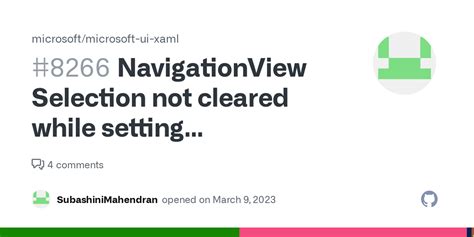 Navigationview Selection Not Cleared While Setting Selecteditem