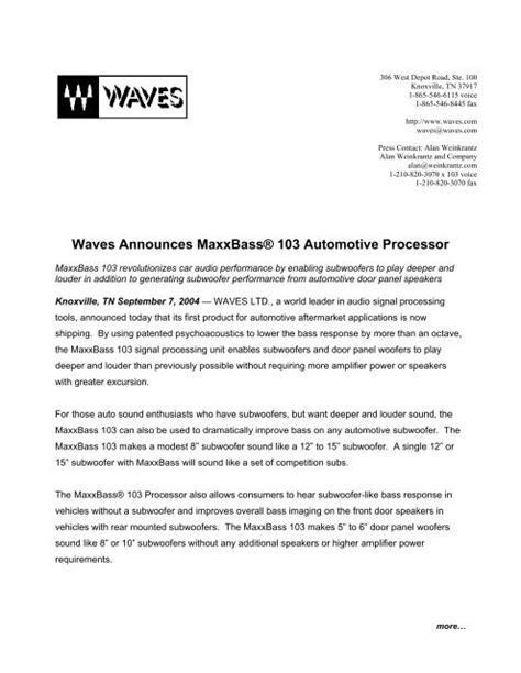 Waves Ships Maxxbass 103 Automotive Processor