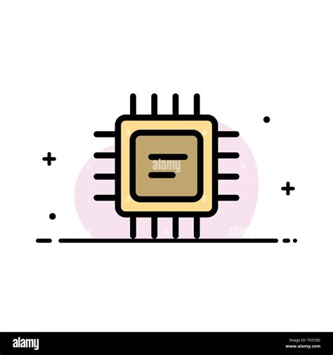 Cpu Microchip Processor Business Flat Line Filled Icon Vector Banner