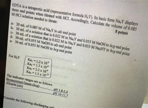 Solved Edta Is A Tetraprotic Acid Representathe Formula