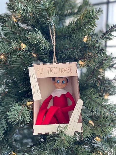 Elf Tree House Prop Personalizable Fun Elf Arrival Elf Ornament For