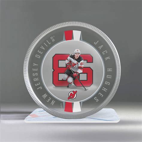 Mustang Drinkware Jack Hughes New Jersey Devils Crystal Ribbon Puck