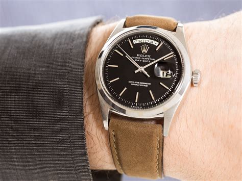 Rolex Vintage Day Date 36 Ref 1802 950 Platinum Black Tritium Step Dial