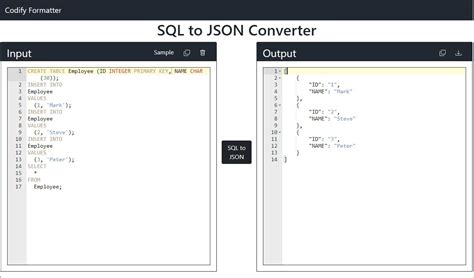 sql to json converter online