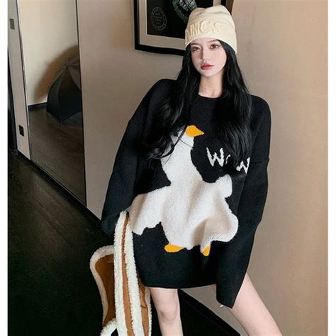 블랙 스웨터 가을 겨울 맞춤형 느슨한 슬리밍 중반 길이 스웨터 긴 소매 우아한 풀오버 탑 가격 변동 추적 그래프 역대가