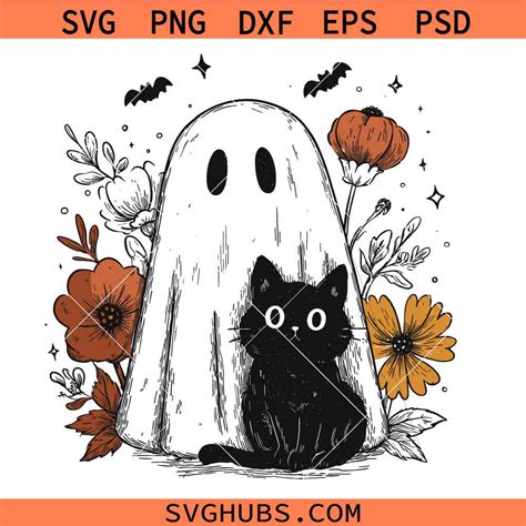 Cute Vintage Halloween Svg Halloween Ghost Svg Halloween Cat Svg