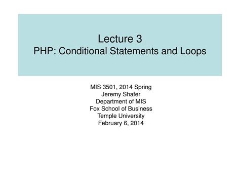 PPT Lecture PHP Conditional Statements And Loops PowerPoint Presentation ID