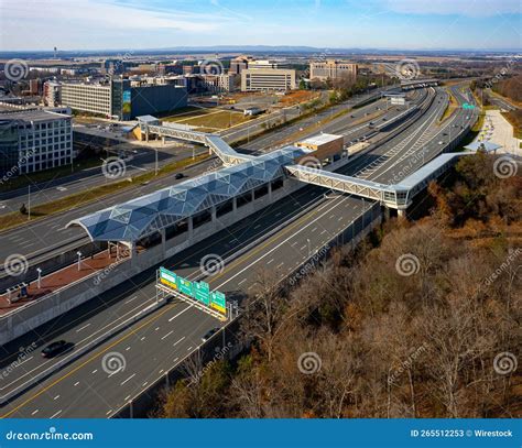 View Of Silver Line Metro Station And Dulles Airport In Us Editorial