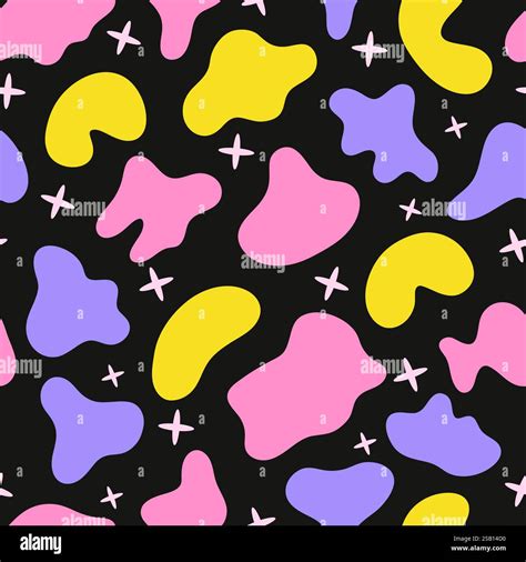 freeform shape seamless pattern with hand drawn abstract irregular blobs basic stains