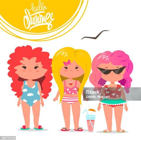 귀여운 여자 벡터 세트 여름 플랫 일러스트 레이 션 아름 다운 공주 여자 계절에 대한 스톡 벡터 아트 및 기타 이미지 계절 공주 귀여운 Istock