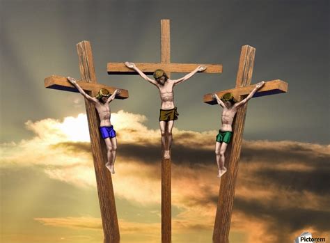 Jesus And The Two Thieves On The Cross By Pacificstock Wall Art