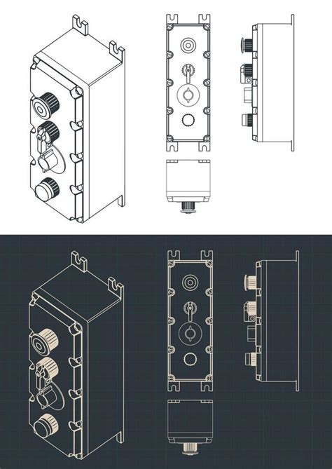 Blueprints Of Push Button Switch Control Box 45683559 Vector Art At Vecteezy