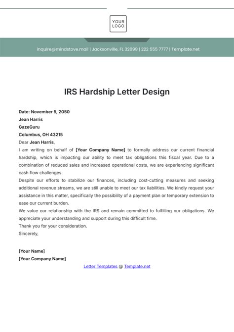 Free Irs Hardship Letter Design Template To Edit Online