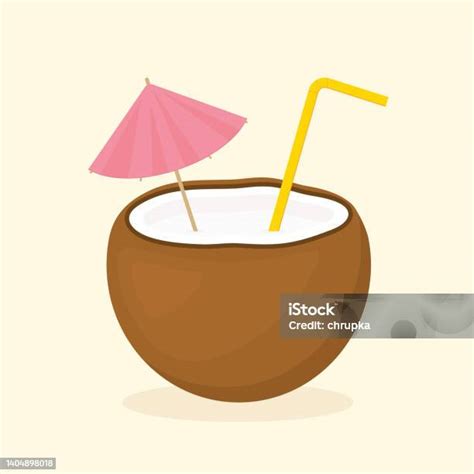 짚과 우산이있는 코코넛의 칵테일 벡터 일러스트 레이 션 마실 것에 대한 스톡 벡터 아트 및 기타 이미지 마실 것 코코넛 0명 Istock