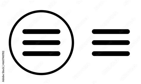thick hamburger menu bar line art vector icon for apps and websites