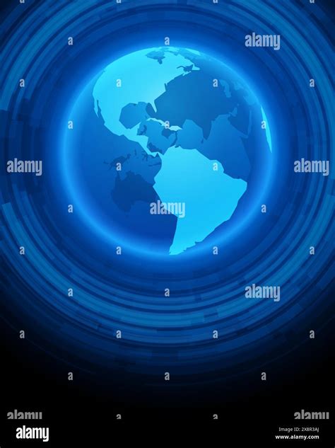 A Digital Illustration Of Earth Radiating A Blue Glow Centered Within Concentric Circles Giving