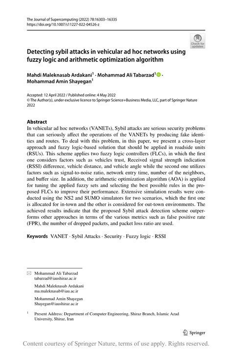 Detecting Sybil Attacks In Vehicular Ad Hoc Networks Using Fuzzy Logic