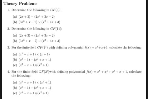 solved theory problems 1 determine the following in gf 5