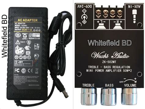 Zk 502mt 2 50w Bluetooth Aux Audio Input Power Amplifier Module 5 0 Whit Power Adaptor 24v 2 50w