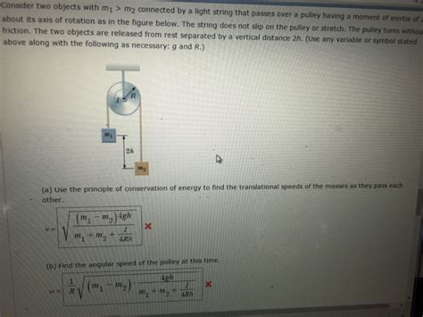 solved consider two objects with m 1 m 2 connected by a