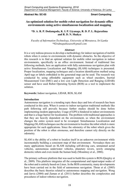 Pdf An Optimized Solution For Mobile Robot Navigation For Dynamic Office Environments Using